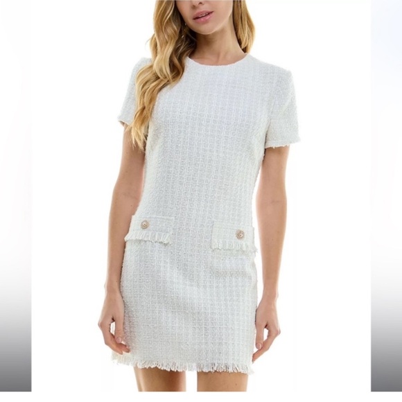 BeBop | Dresses | Bebop Be You Be Free Tweed Dress Pearl White Woman ...